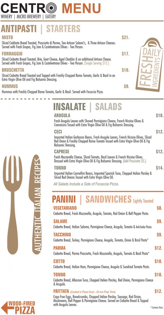 Centro Winery / Brewery / Eatery | OC Restaurant Guides