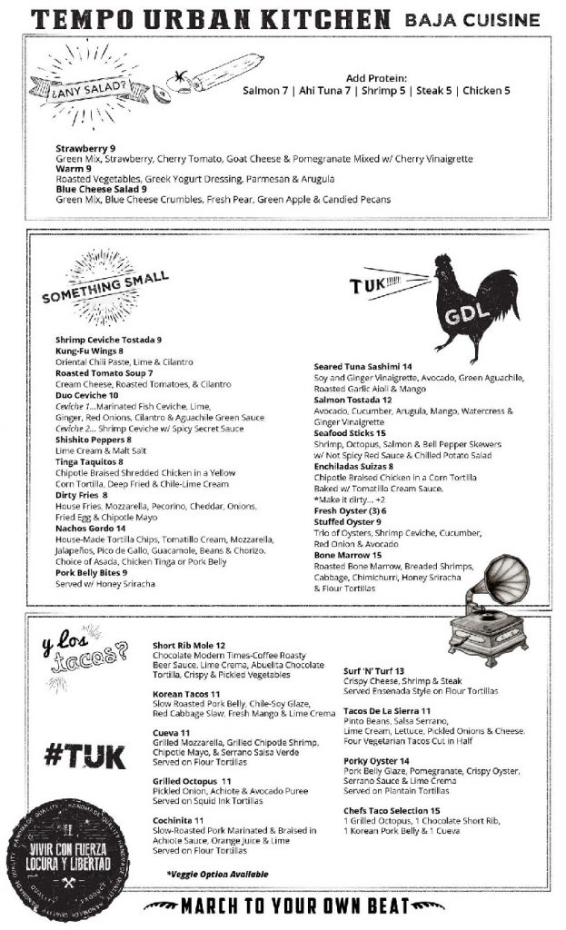 Tempo Menu | OC Restaurant Guides