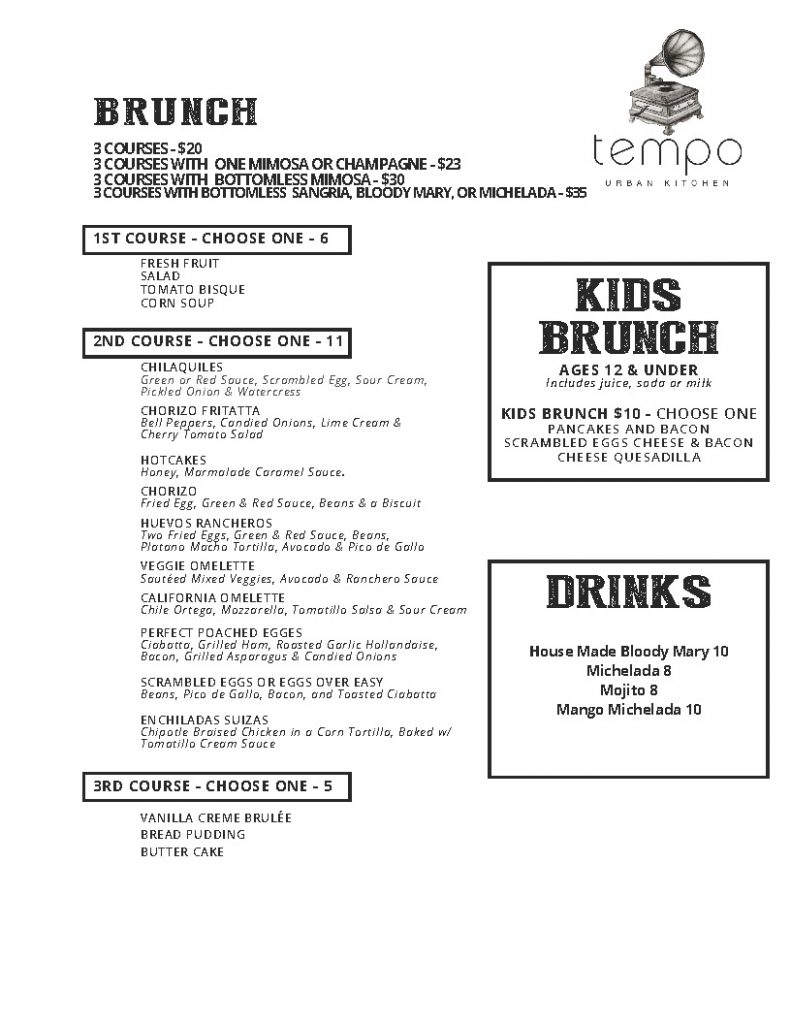 Tempo Menu | OC Restaurant Guides