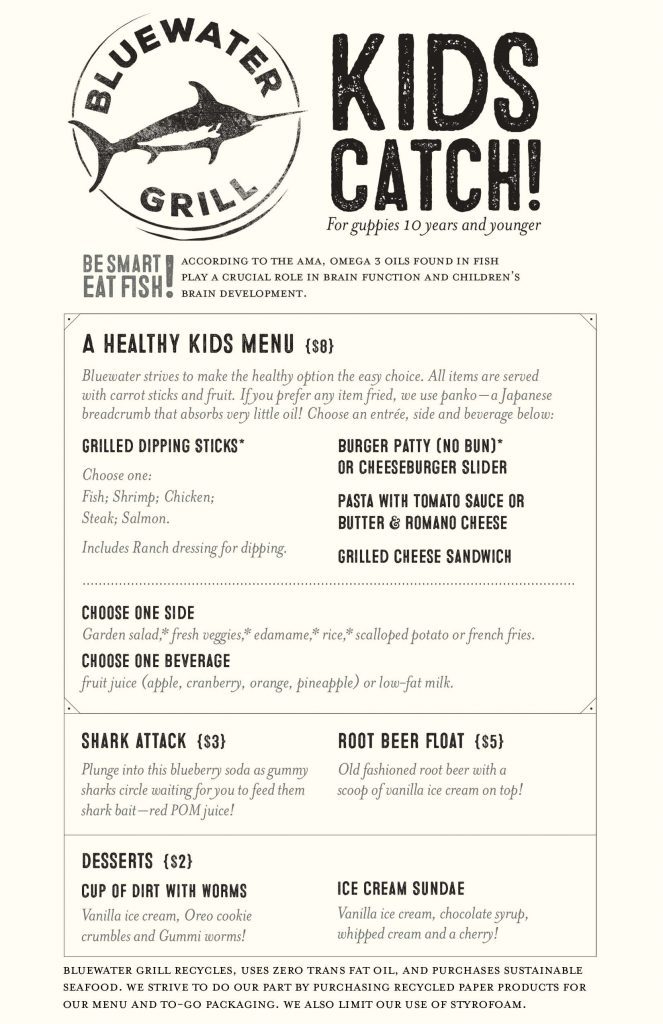 Blue Water Grill Menu | OC Restaurant Guides