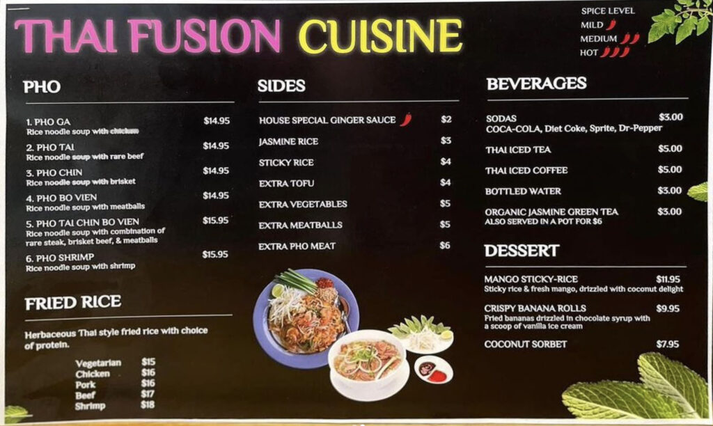 Thai 7 Bistro Menu | OC Restaurant Guides